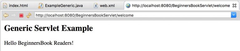 GenericServlet Class with example