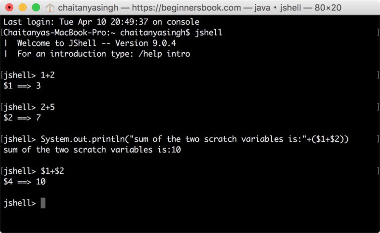 java 9 JShell – Working with variables