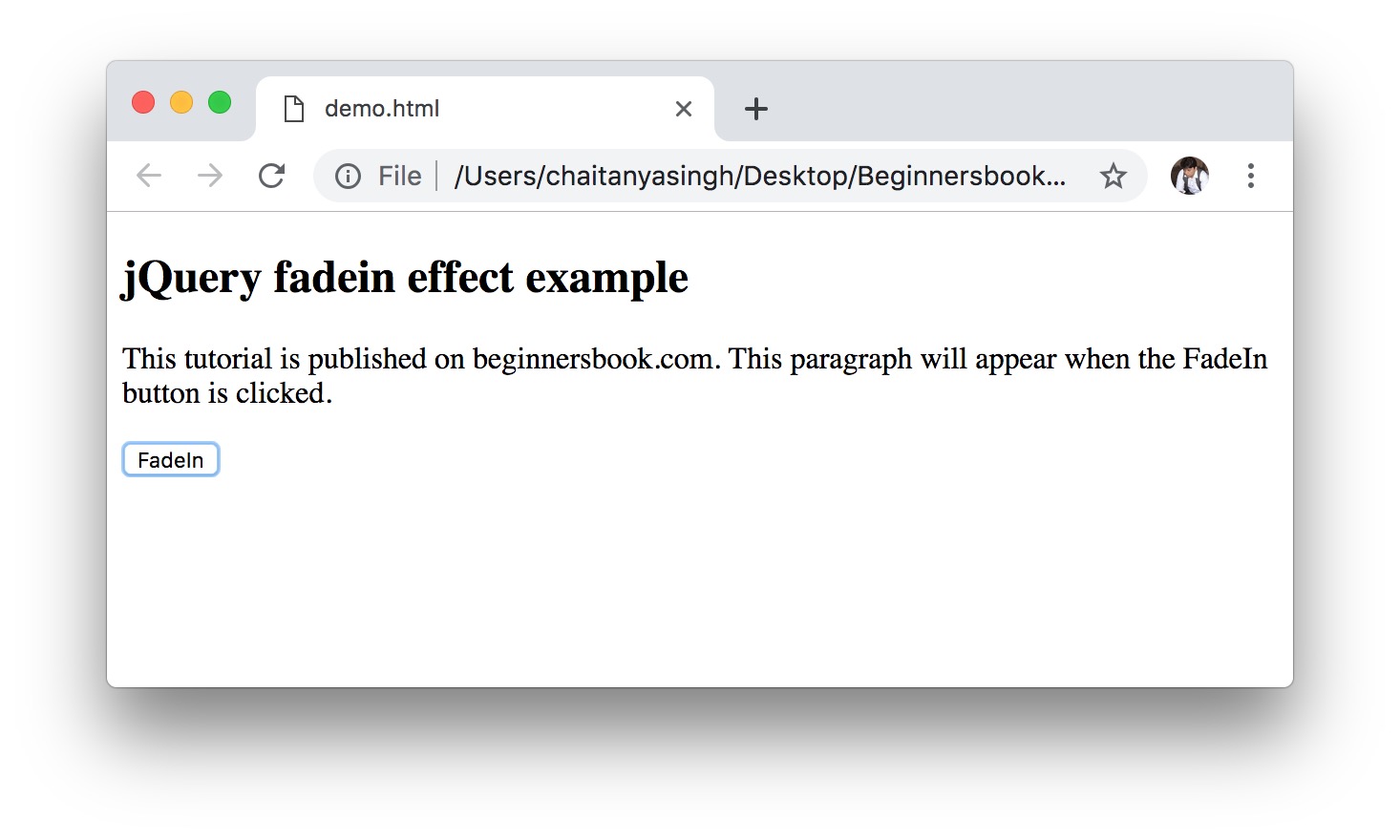 jQuery fadeIn() Effect