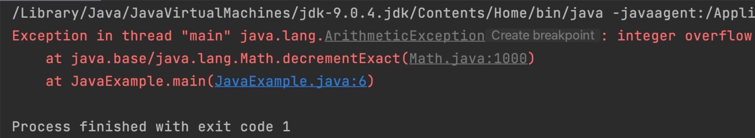 Java Math.decrementExact() Method With Examples