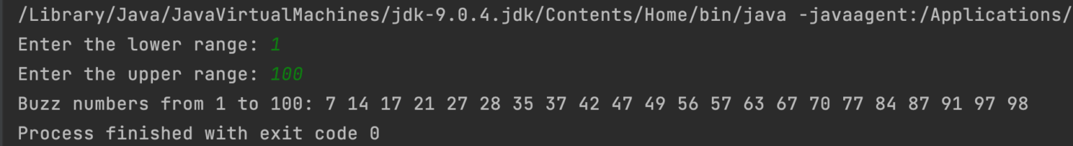 Check Buzz Number in Java and print all numbers in a range
